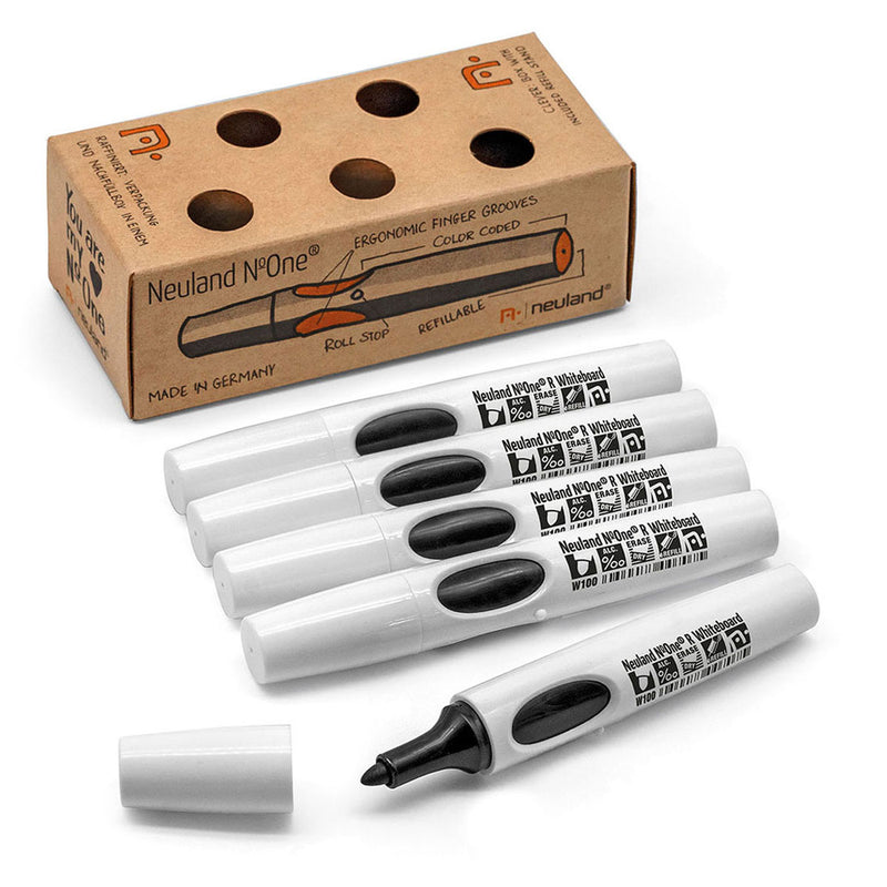 Neuland No.One® R Whiteboard, round nib 2-4 mm, 5/set - WU1 Black